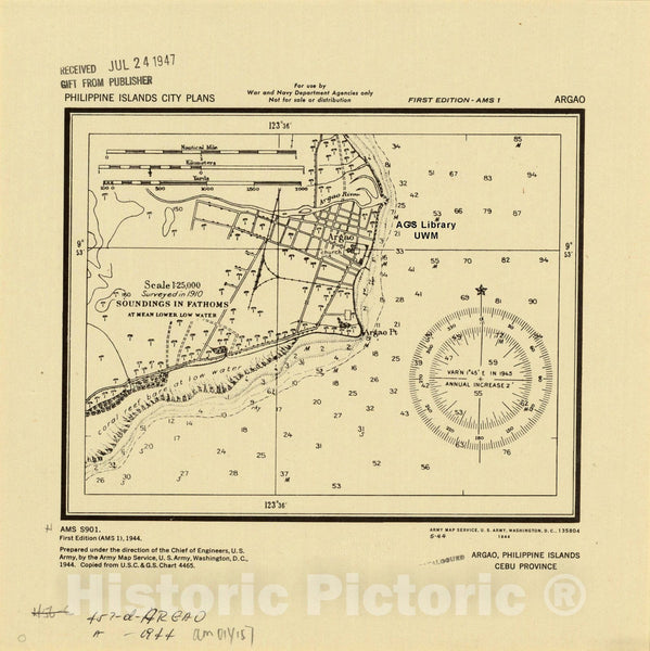 Map : Argao, Philippines 1944, Argao, Philippine Islands, Cebu Provinc ...