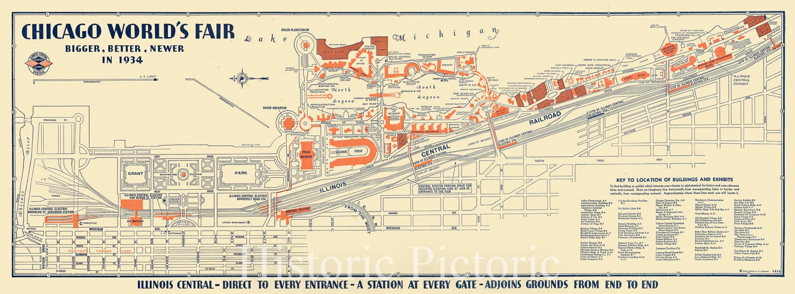 Map : Chicago World's Fair 1934, Chicago World's Fair, bigger, better ...