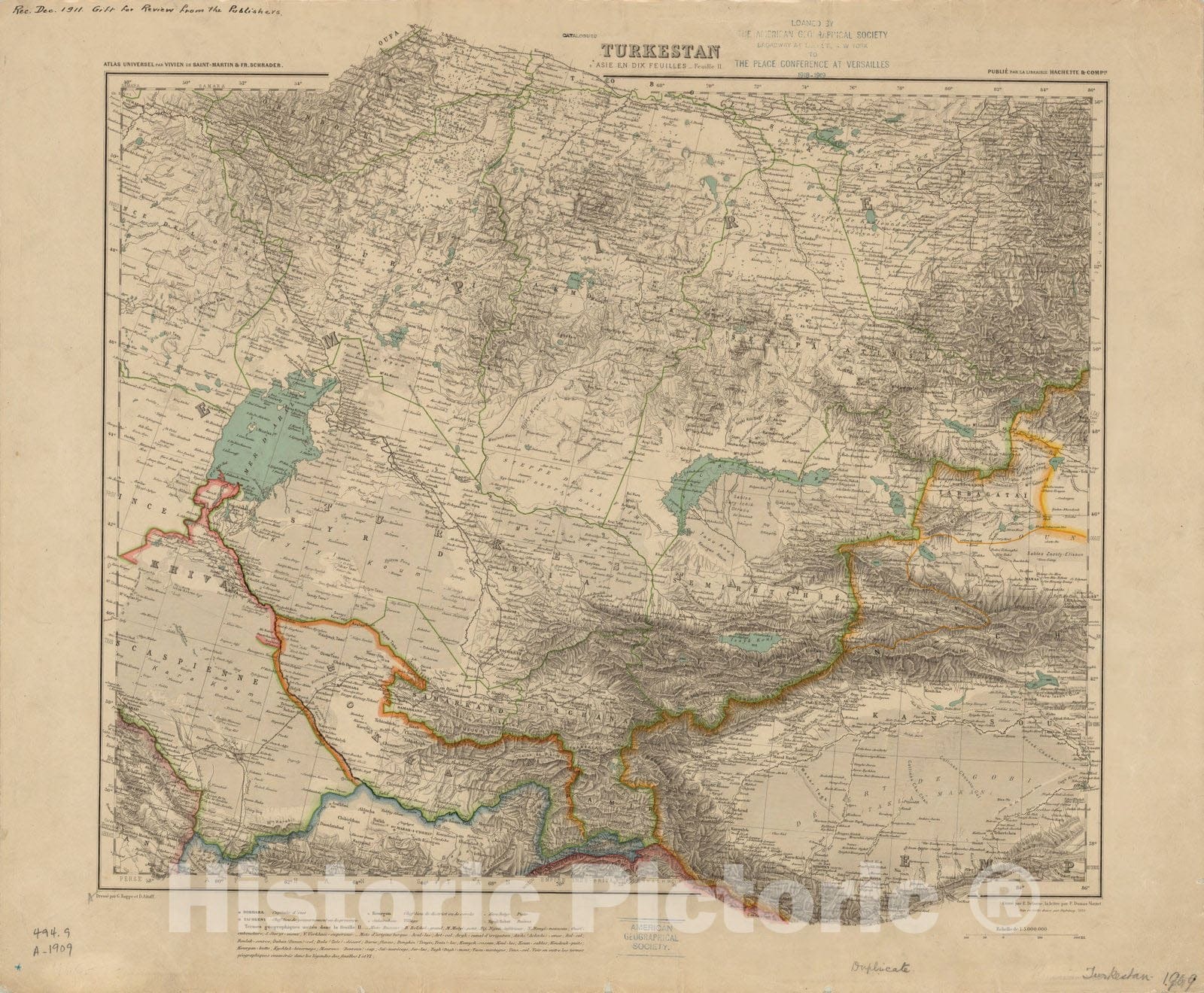 Map : Turkestan 1909, Turkestan : Asie en dix feuilles , Antique Vinta ...