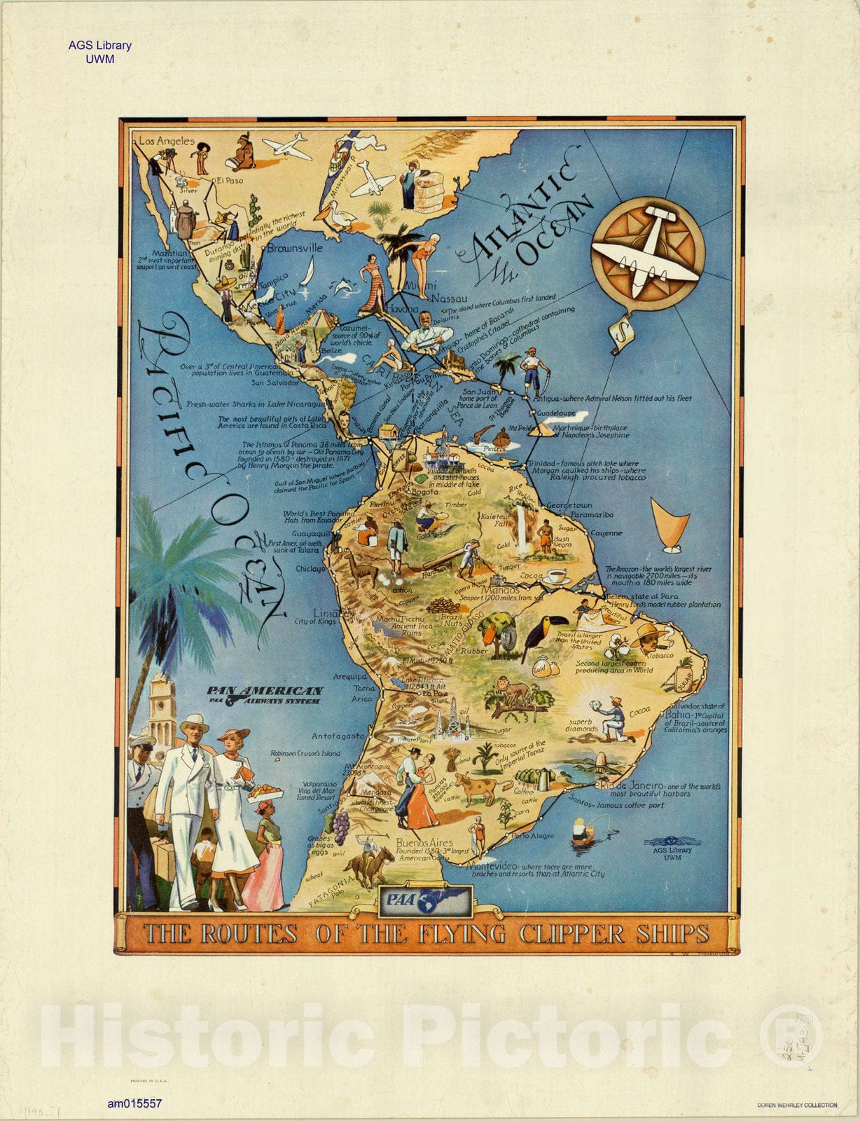 Map : Latin America 193-?, The routes of the flying clipper ships : [i ...