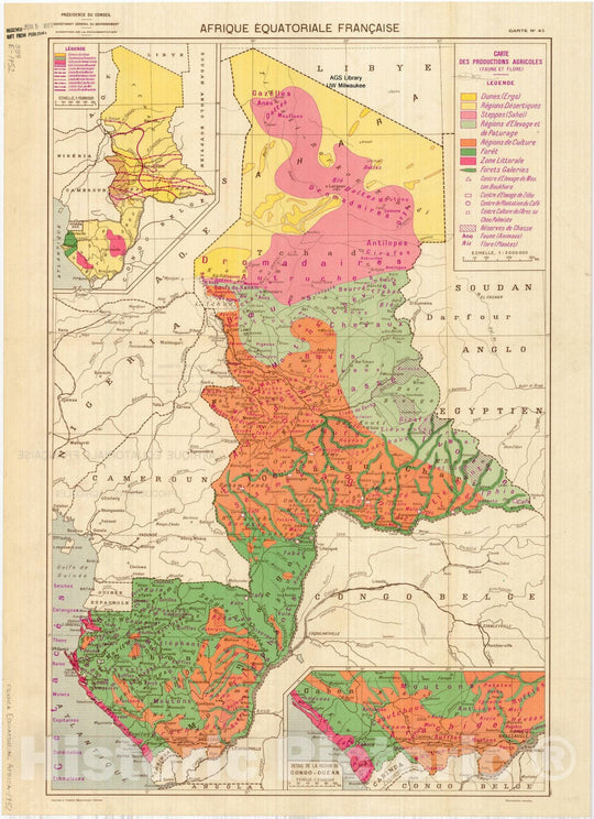 Historic Map : French-speaking Equatorial Africa 1950, Afrique Equator ...