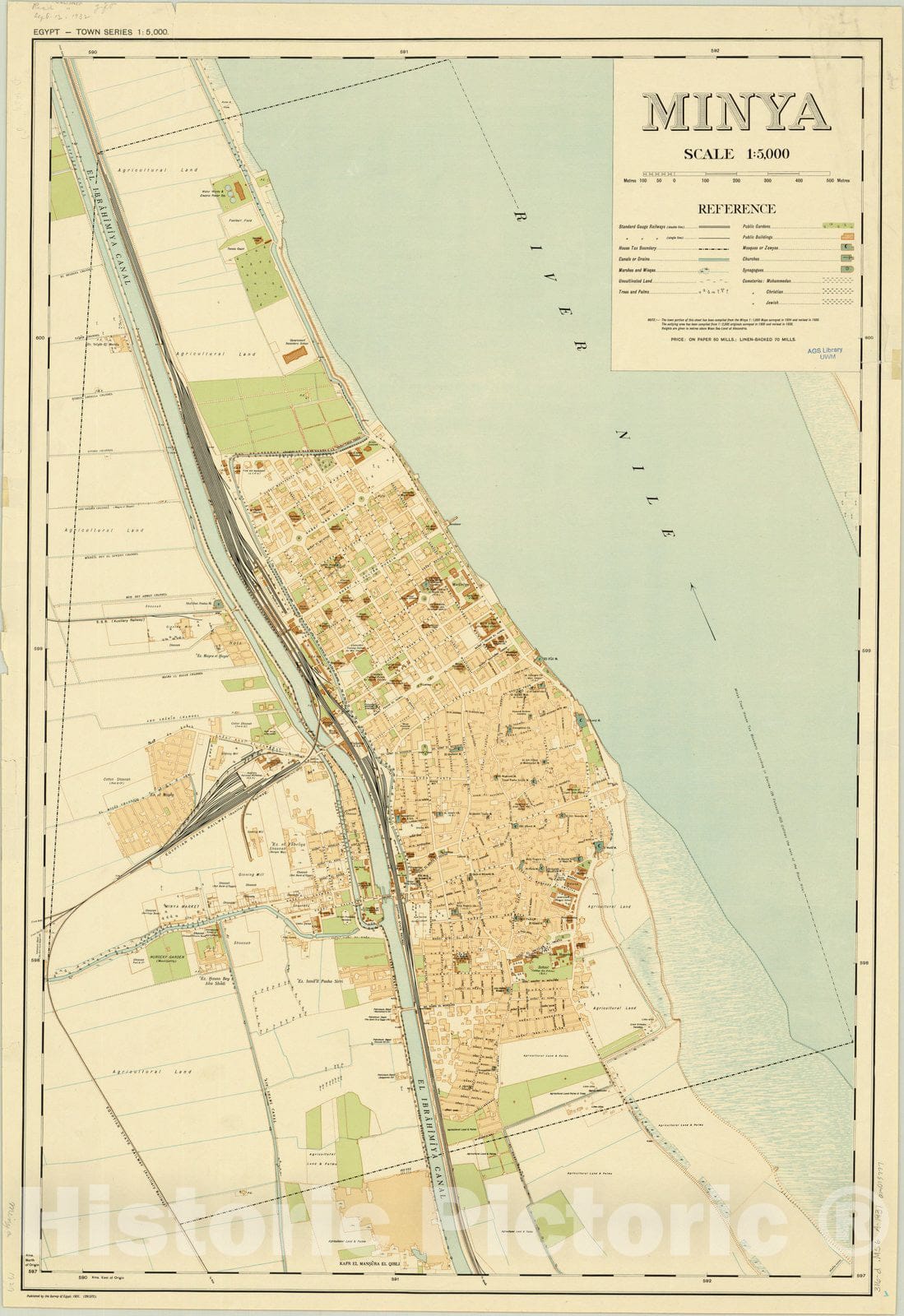 Map : Minya?, Egypt 1931, Minya , Antique Vintage Reproduction ...