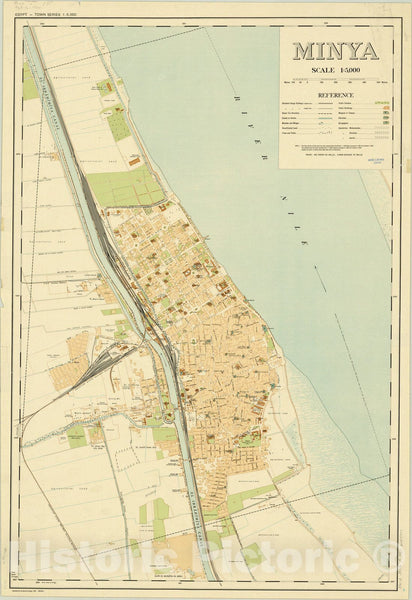 Map : Minya?, Egypt 1931, Minya , Antique Vintage Reproduction ...