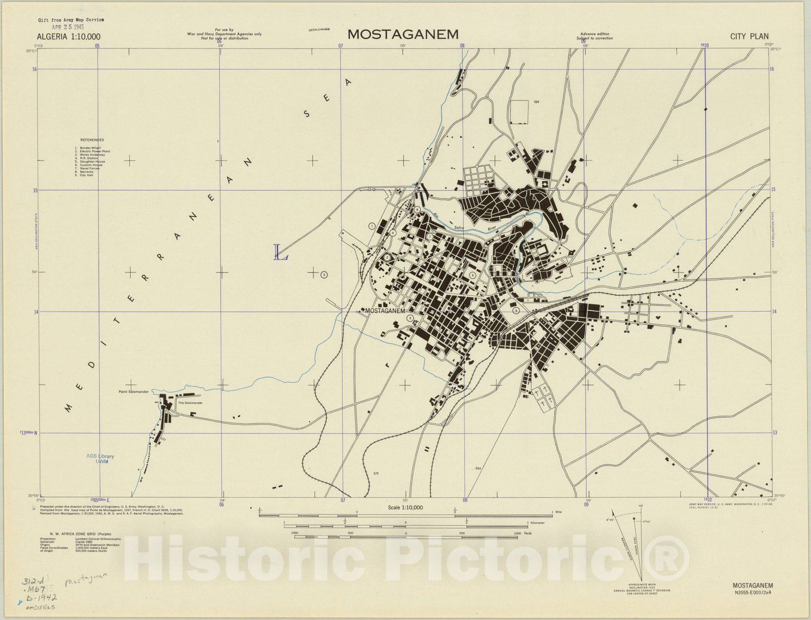 Map : Mostaganem, Algeria 1942, Mostaganem, city plan , Antique Vintag ...