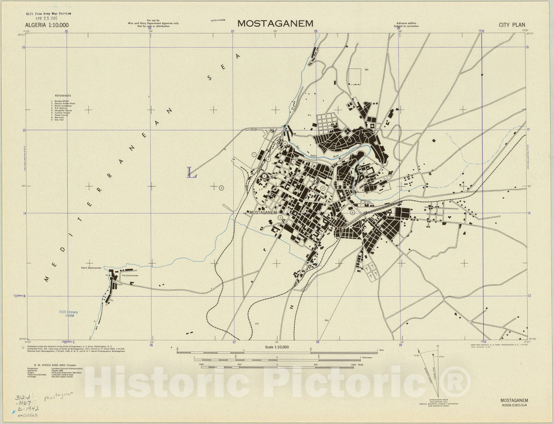 Map : Mostaganem, Algeria 1942, Mostaganem, city plan , Antique Vintag ...