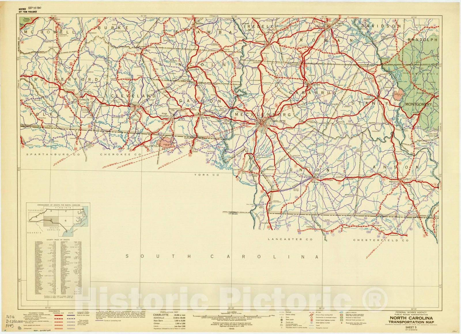 Map : North Carolina 1945 4, North Carolina transportation map : Highw ...