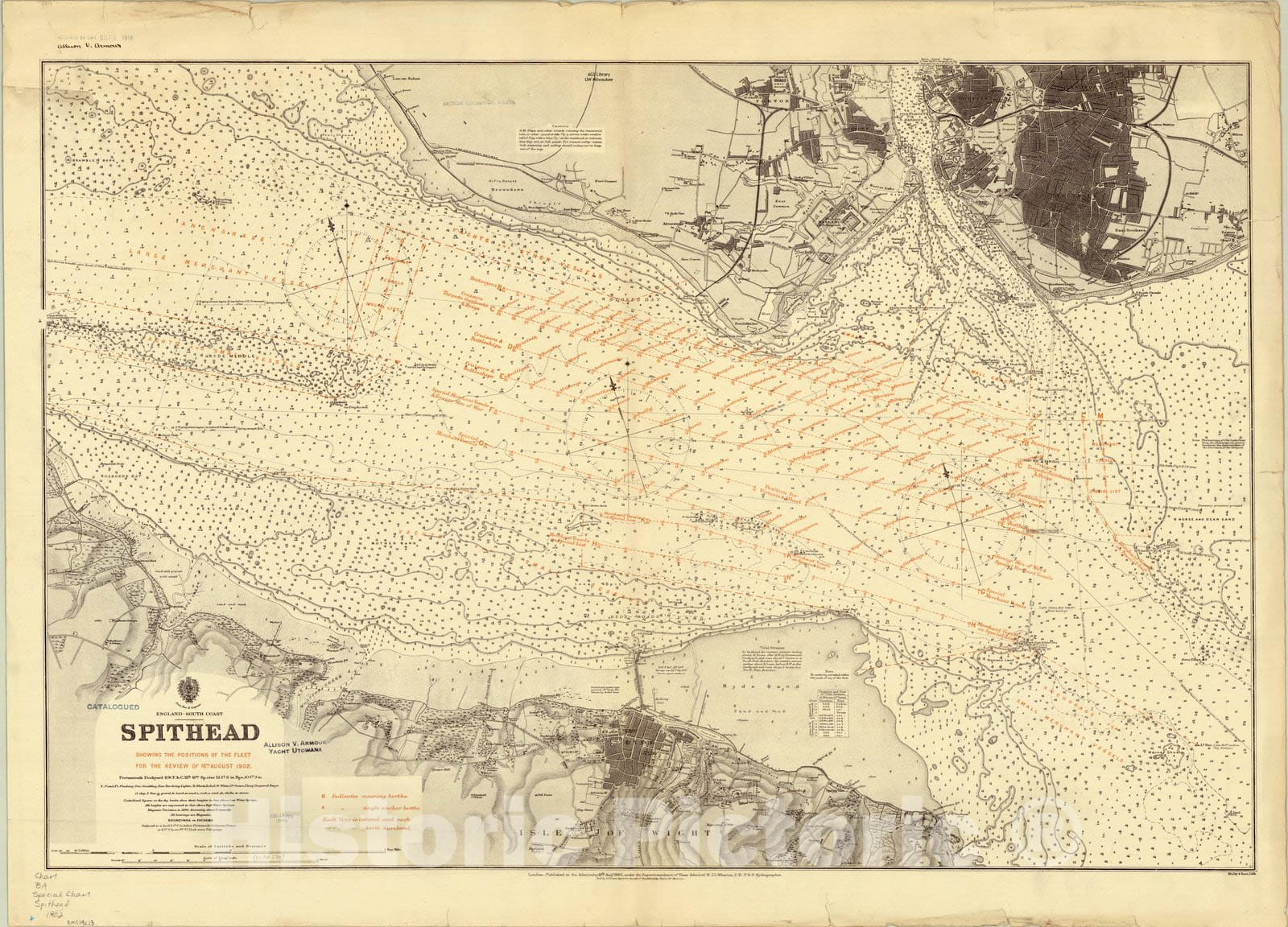 Historic Map : Spithead Channel, England 1902, England-south coast, Sp ...