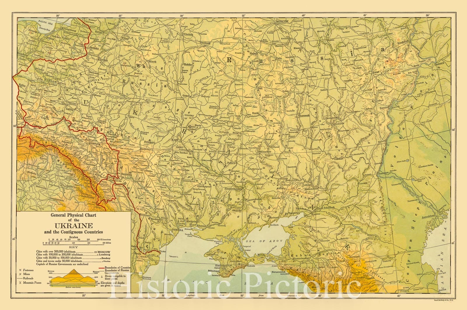 Map : Ukraine 1910-1918, General physical chart of the Ukraine and the ...