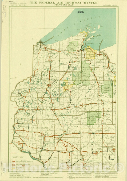 Map : Wisconsin 1935 2, The Federal Aid Highway System progress map ...
