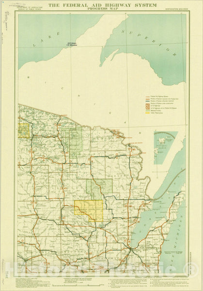 Map : Wisconsin 1935 1, The Federal Aid Highway System progress map ...
