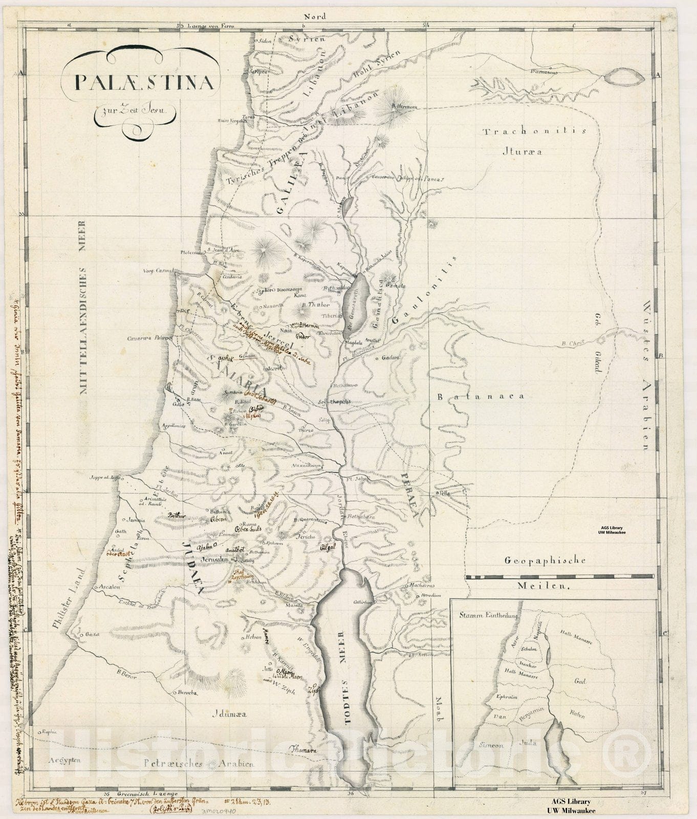 Map : Holy Land Maps #136, Palaestina zur Zeit Jesu, Antique Vintage R ...