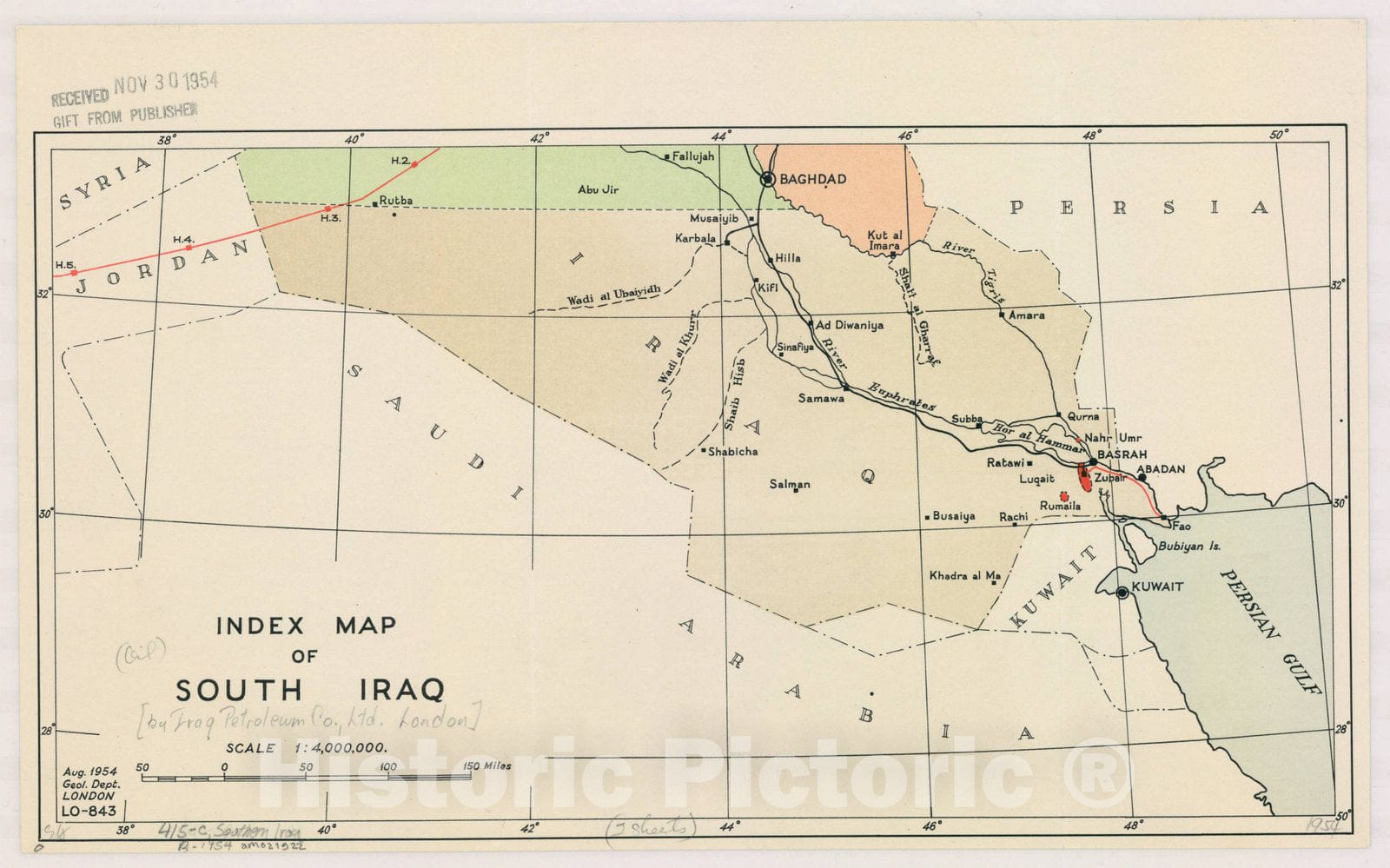 Map : Iraq 1954, Index map of south Iraq, Antique Vintage Reproduction ...