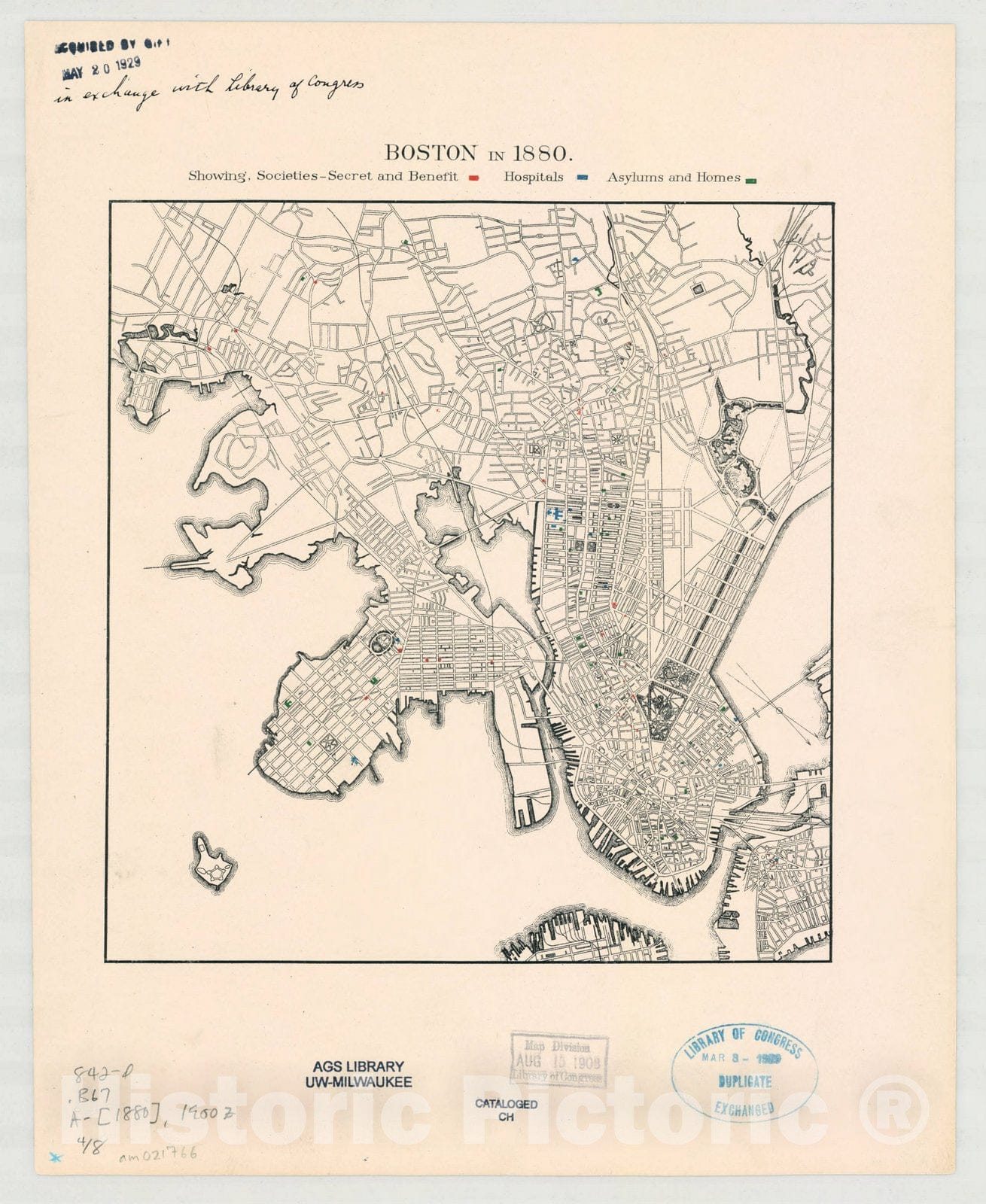Map : Boston, Massachusetts 1880 1900 3, Boston in 1880, Antique Vinta ...