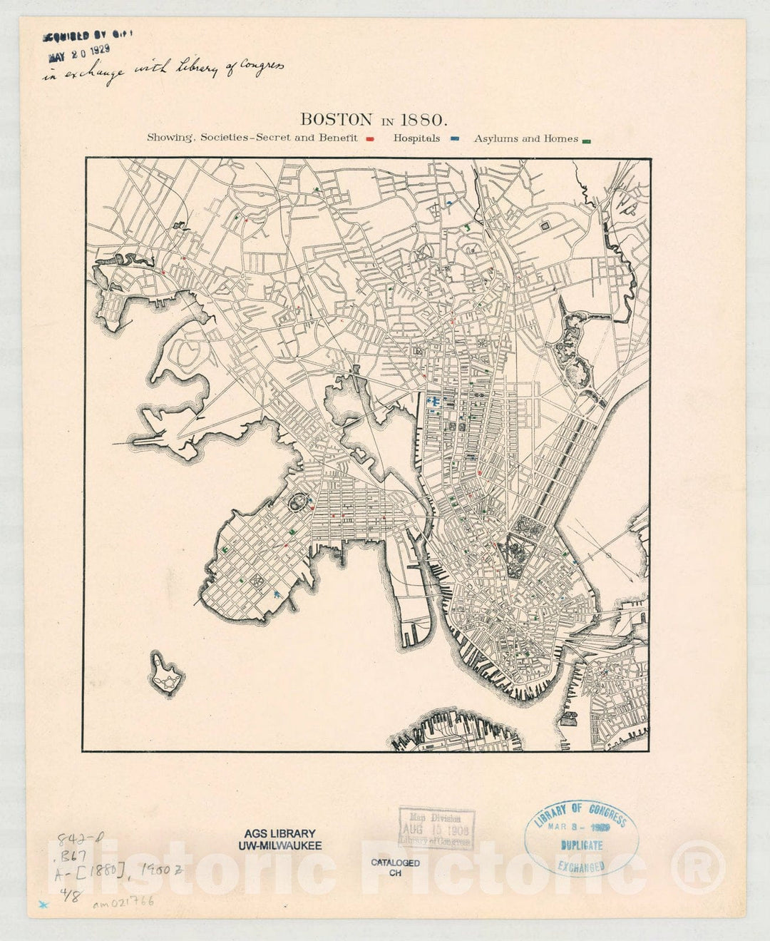 Map : Boston, Massachusetts 1880 1900 3, Boston in 1880, Antique Vinta ...