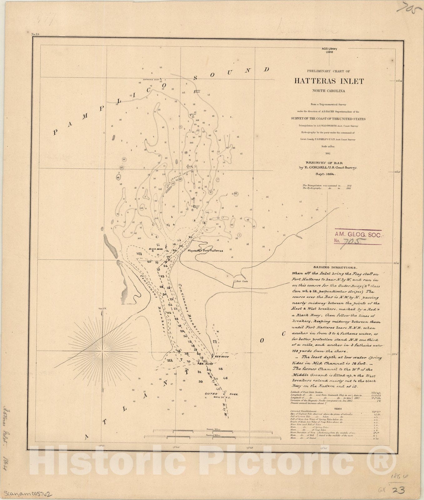 Map : Hatteras Inlet, North Carolina 1864, Preliminary chart of Hatter ...