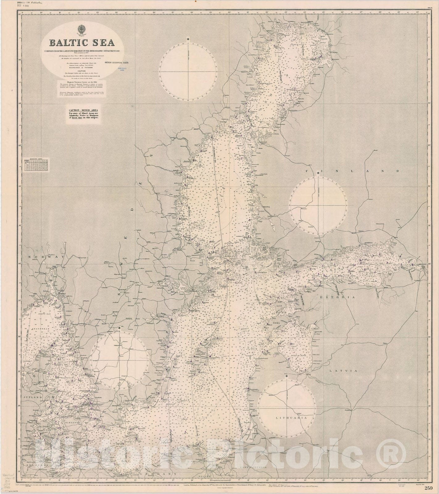 Map : Baltic Sea 1946 1, Baltic Sea , Antique Vintage Reproduction ...
