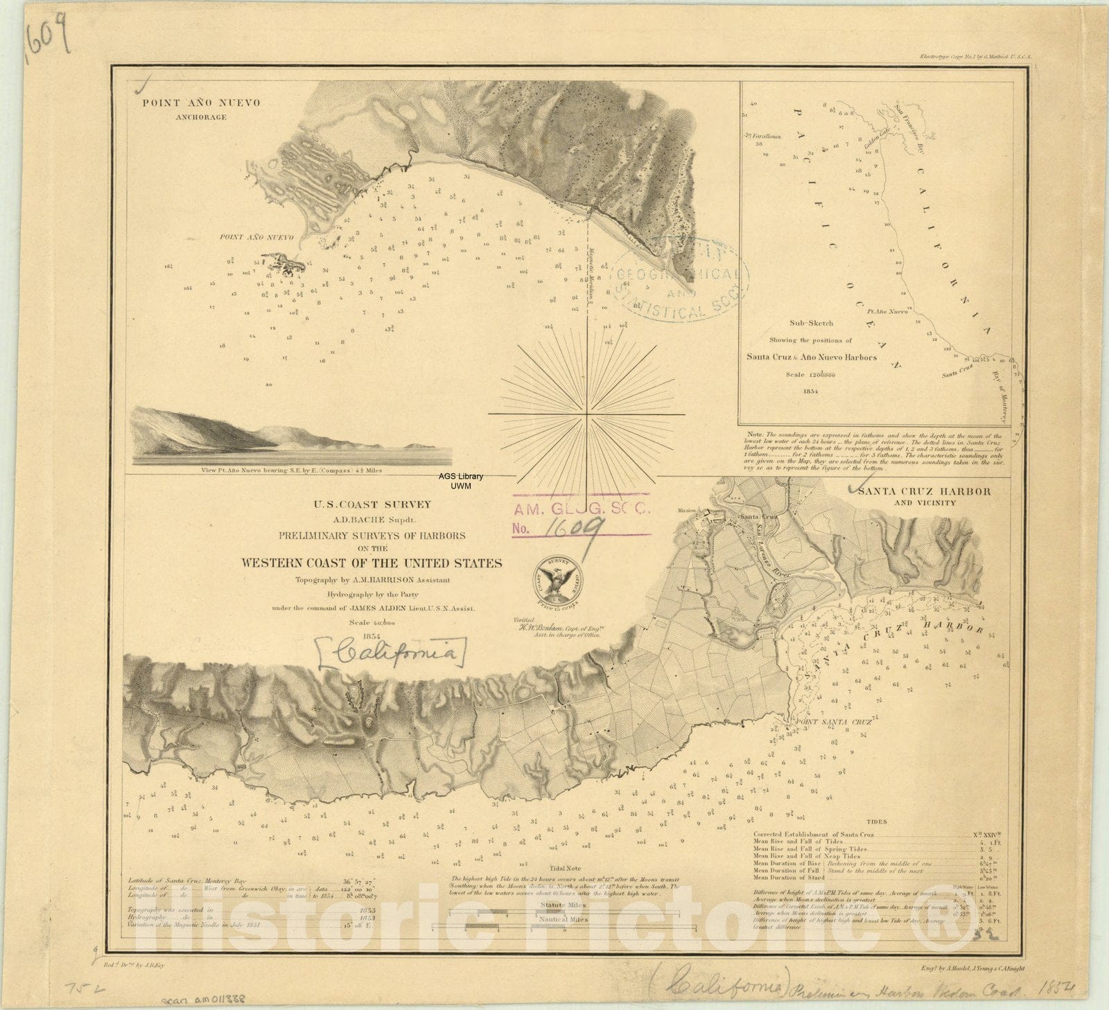 Map : United States West Coast 1854, Preliminary surveys of harbors on ...