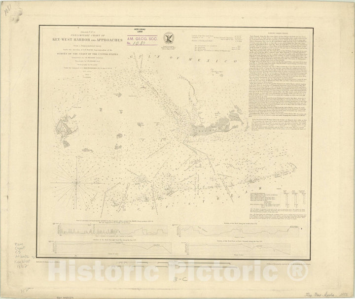 Map : Key West Harbor, Florida 1852, Preliminary chart of Key West Har ...