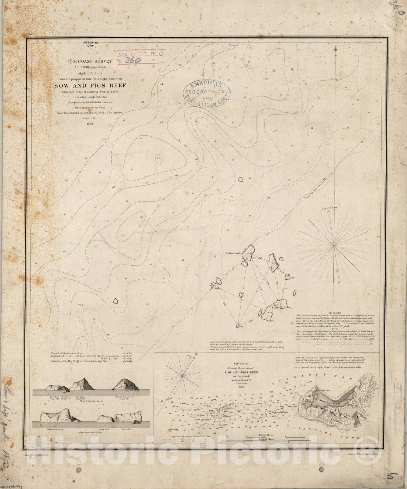 Map : Sow and Pigs Reef, Massachusetts 1862, Sketch A, no. 5 showing p ...