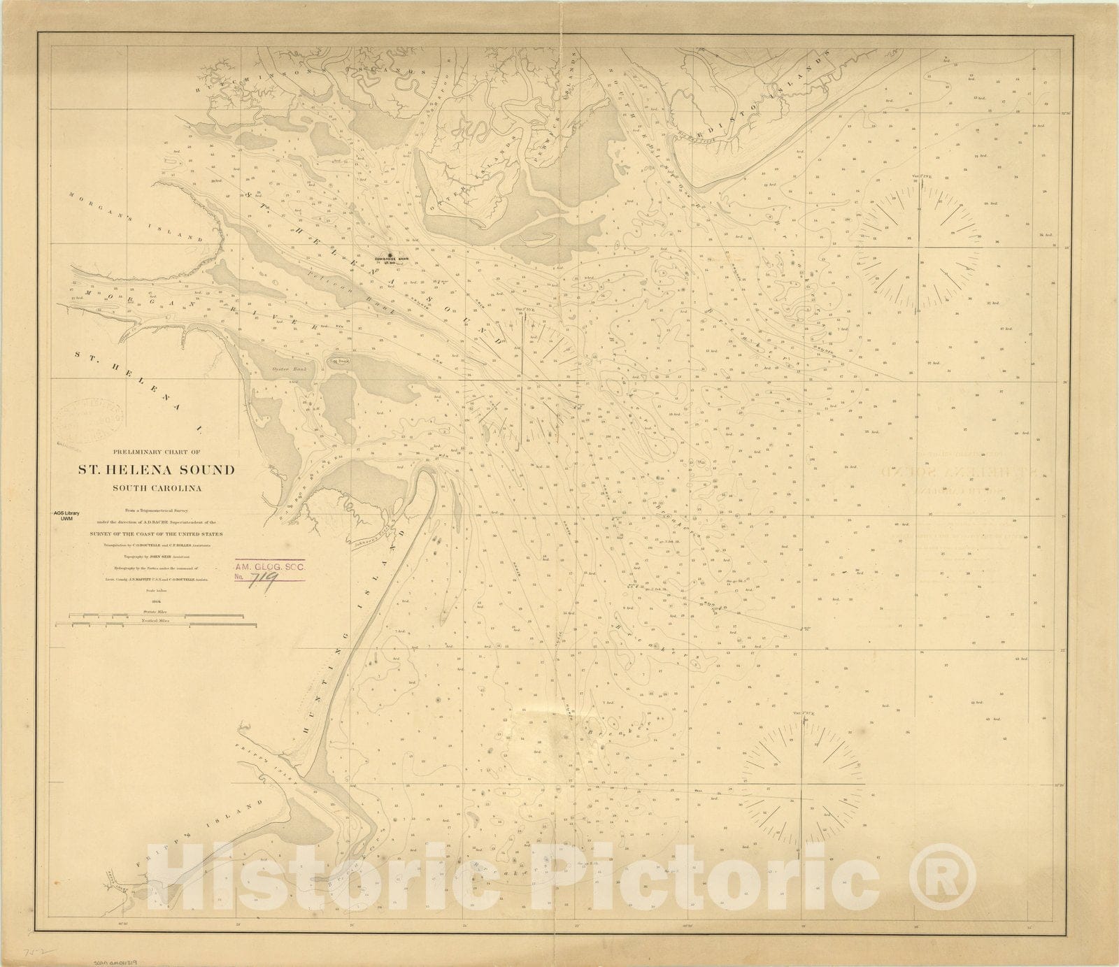 Map : St. Helena Sound, South Carolina 1864, Preliminary chart of St ...