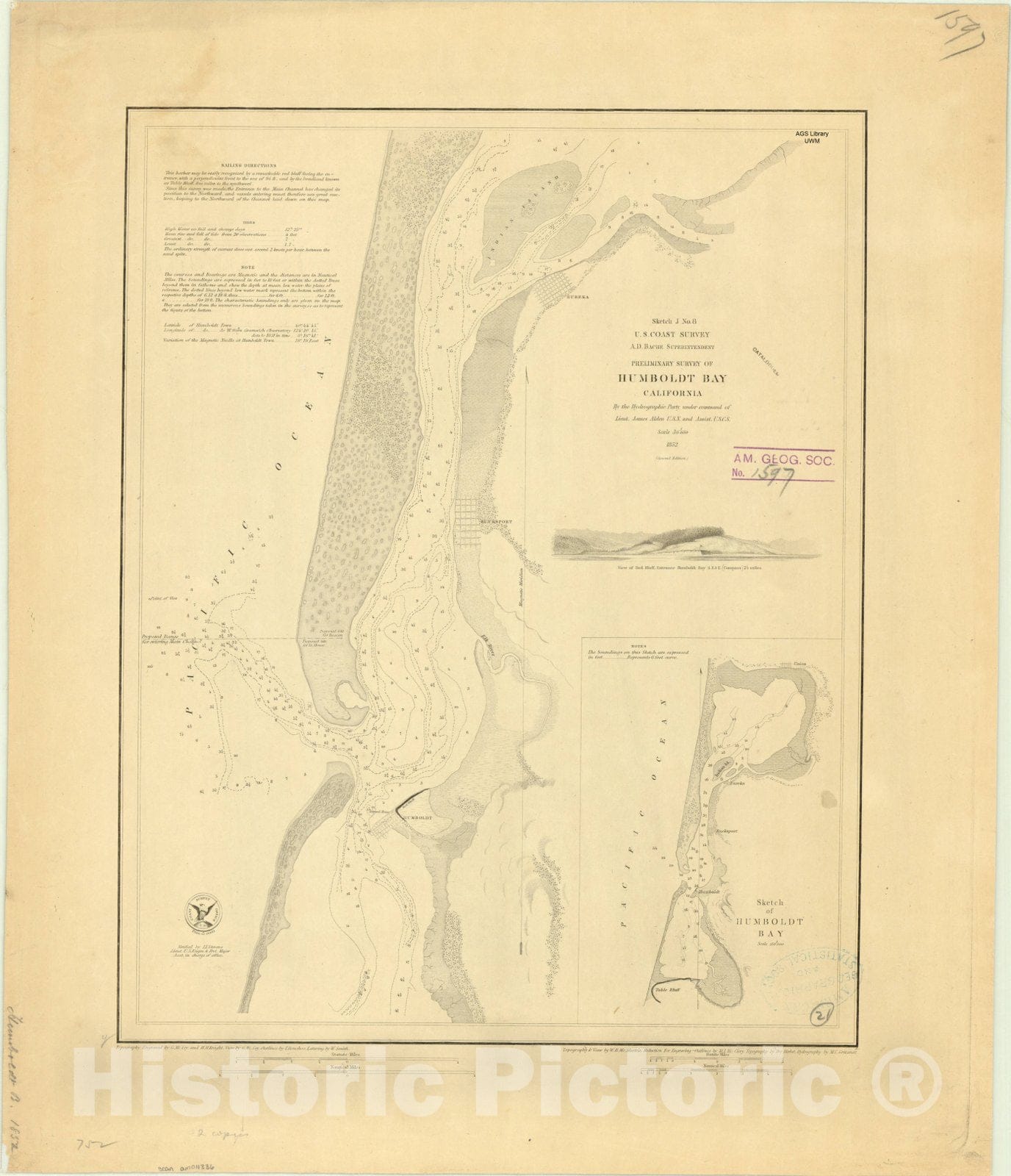 Map : Humboldt Bay, California 1852, Preliminary survey of Humboldt Ba ...