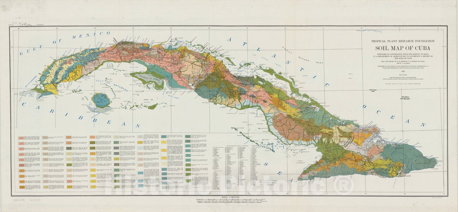 Map : Cuba 1928, Soil map of Cuba : 1928 , Antique Vintage Reproductio ...