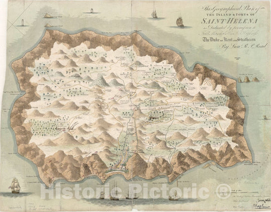Map : Saint Helena 1815, Antique Vintage Reproduction – Historic Pictoric