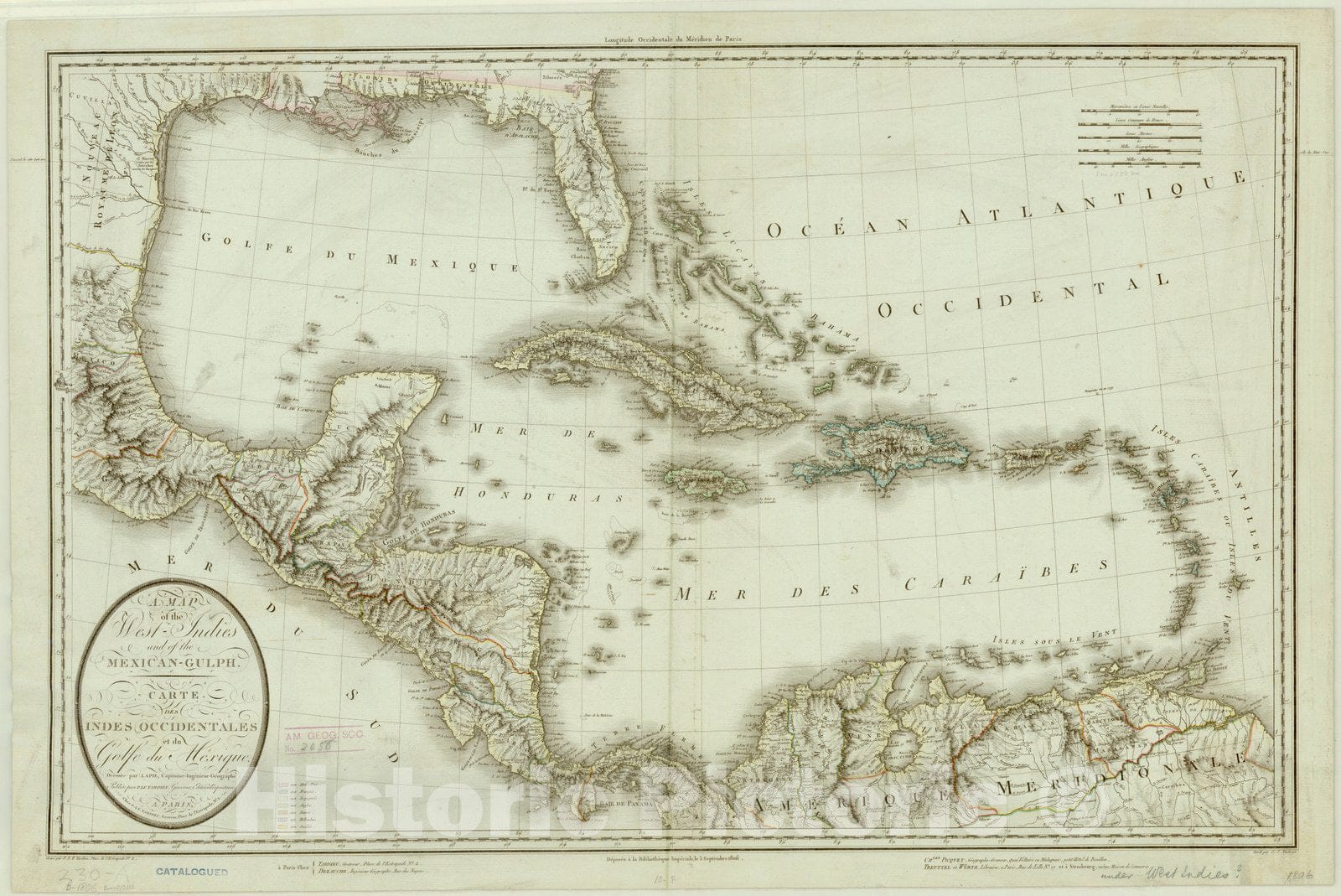 Map : Caribbean 1806, Antique Vintage Reproduction – Historic Pictoric