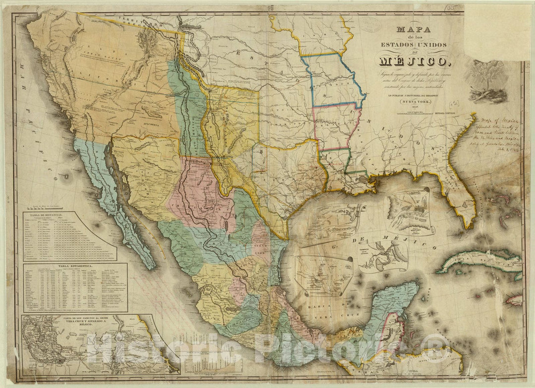 Map : Mexico 1847, Antique Vintage Reproduction – Historic Pictoric