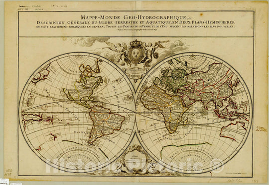 Map : World map 1719, Antique Vintage Reproduction – Historic Pictoric