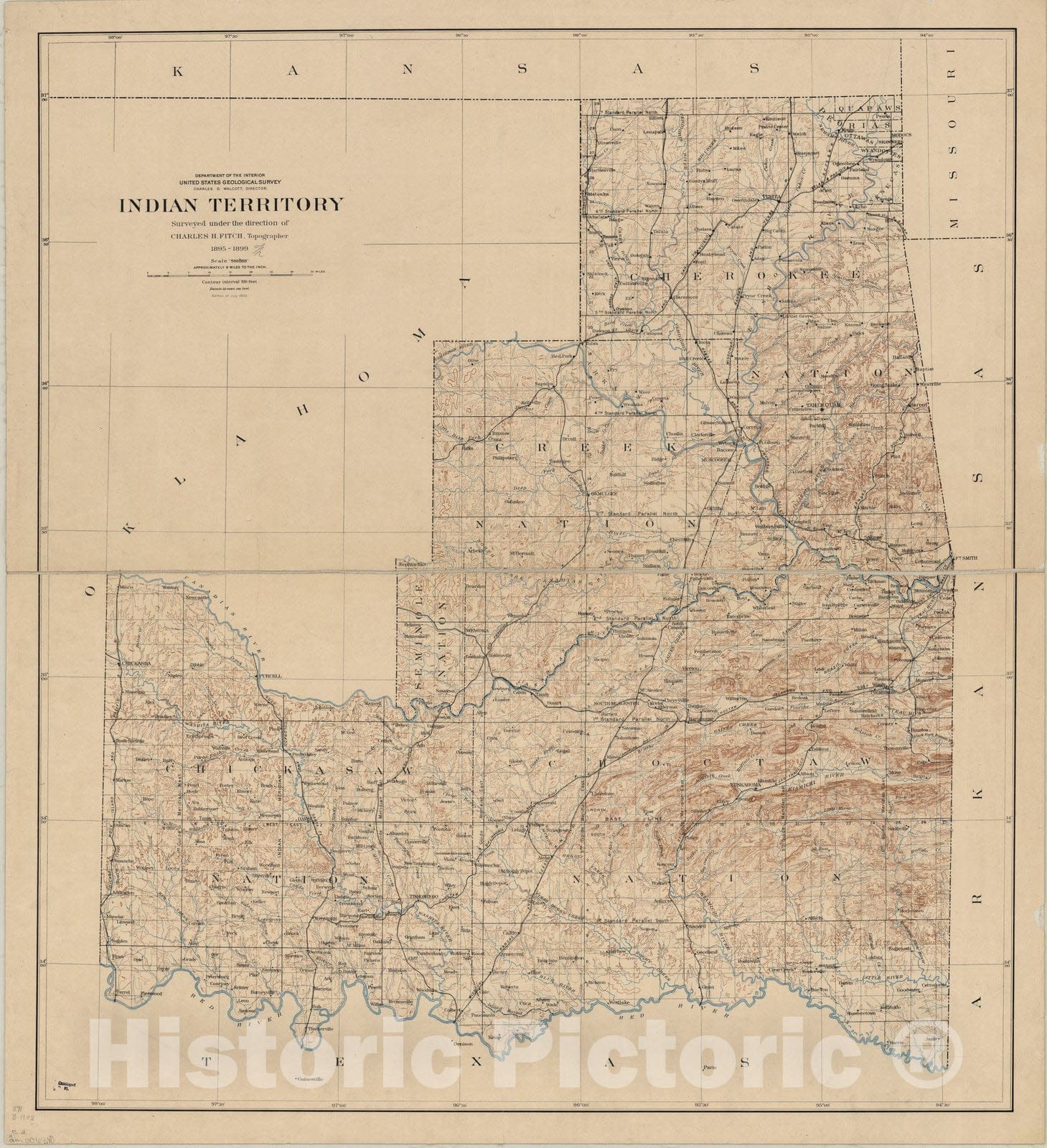 Map : Indian Territory 1902, Indian territory , Antique Vintage Reprod ...