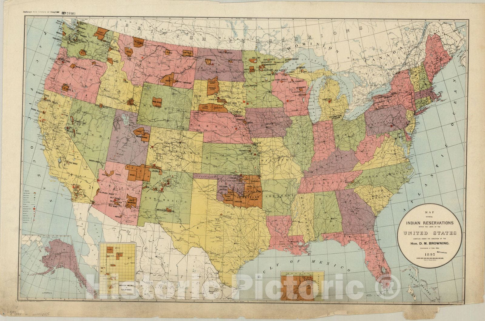 Map : United States Indian Reservations 1895, Map showing Indian reser ...