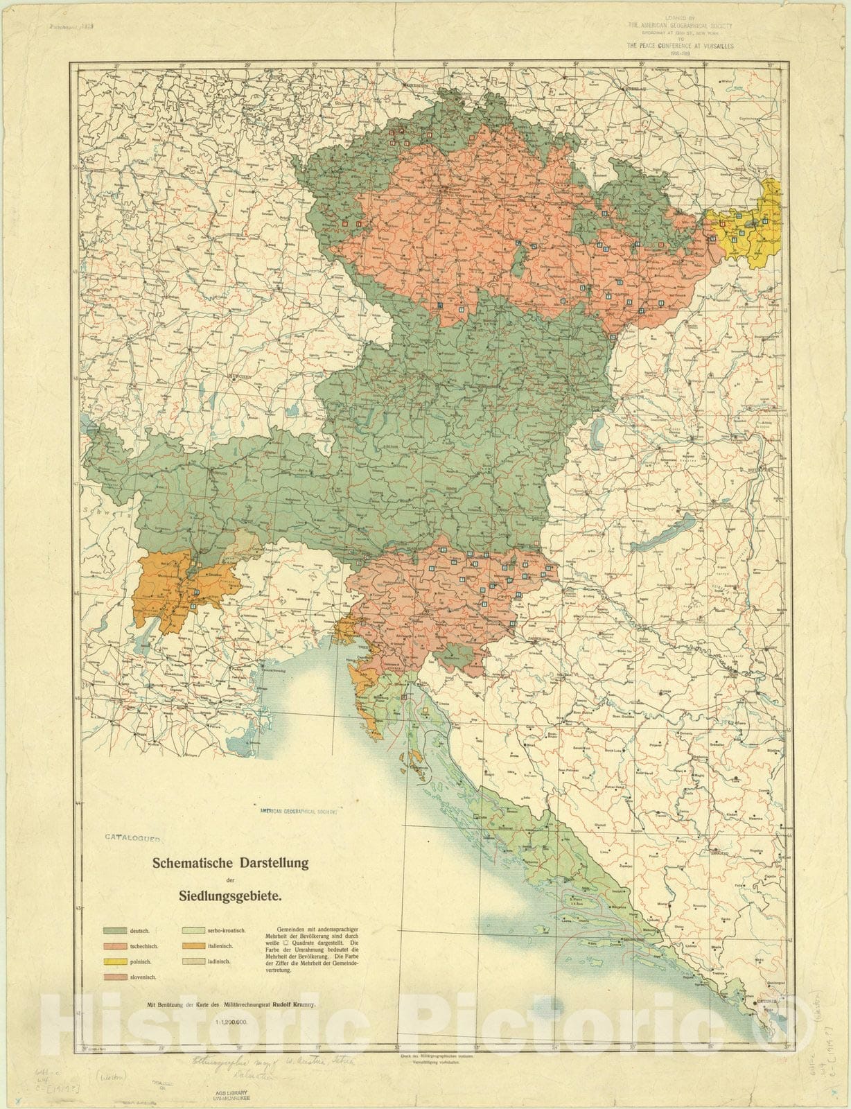 Map : Austria 1919, Schematische Darstellung der Siedlungsgebiete, Ant ...