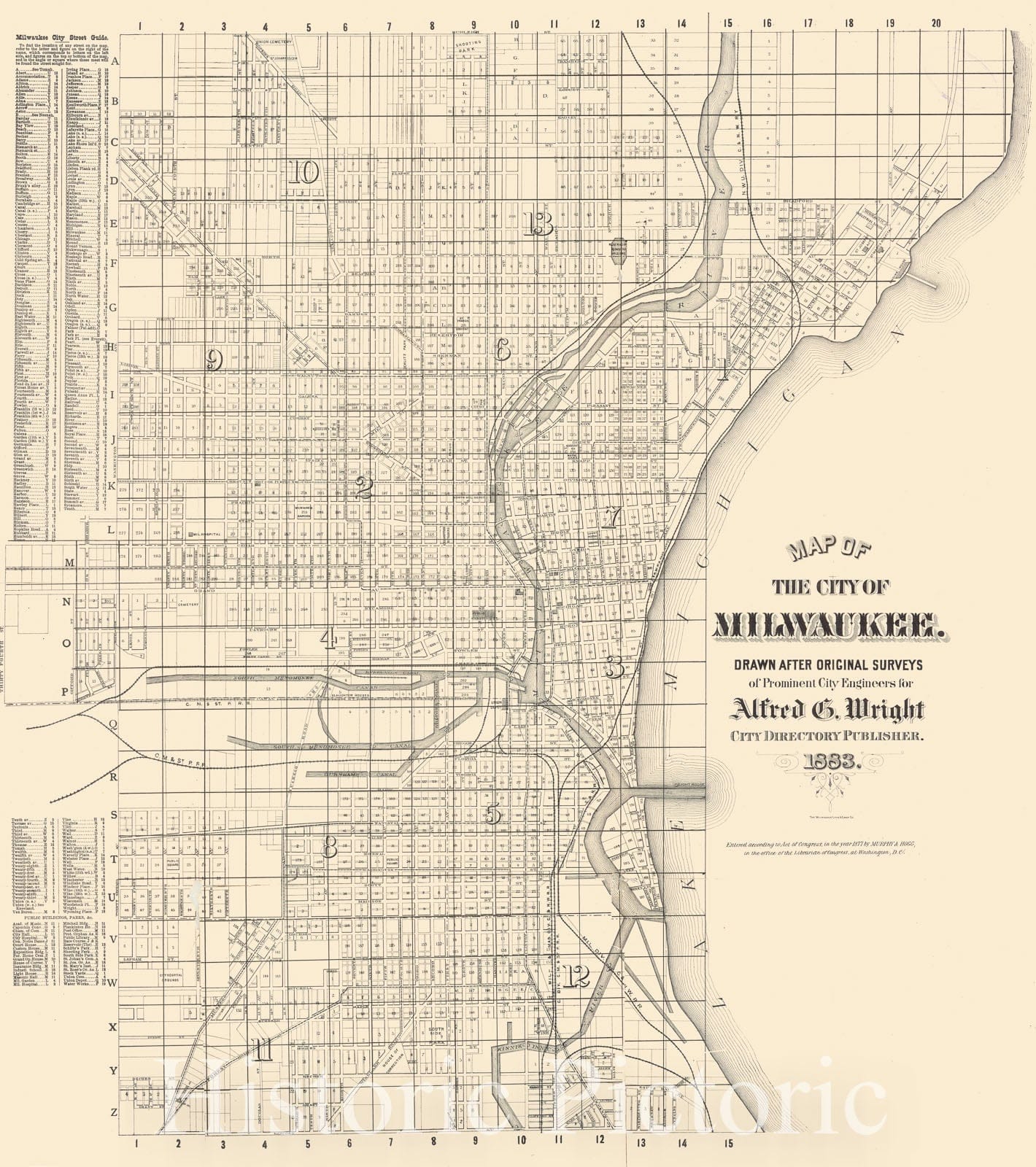 Map : Milwaukee, Wisconsin 1883, Map of the city of Milwaukee , Antiqu ...