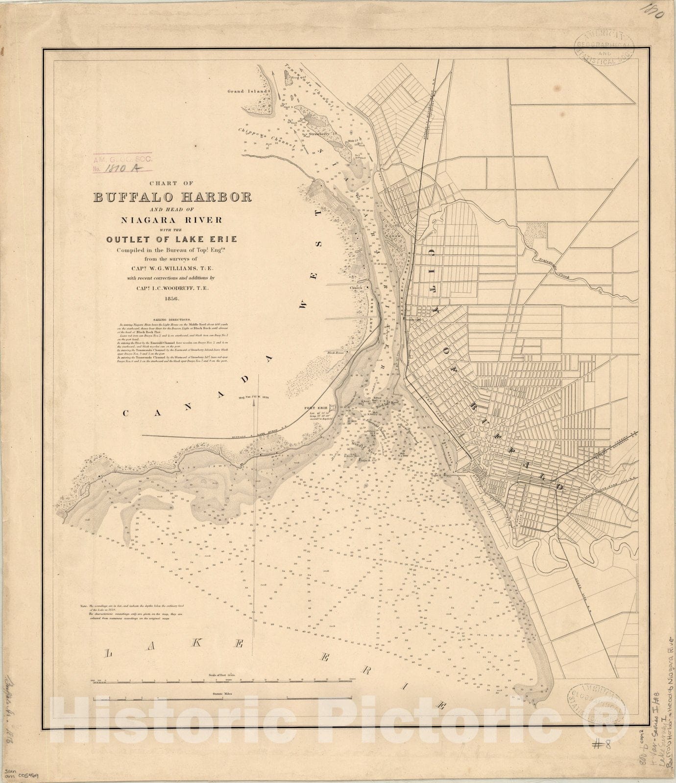 Map : Buffalo Harbor, New York 1856, Chart of Buffalo Harbor and head ...