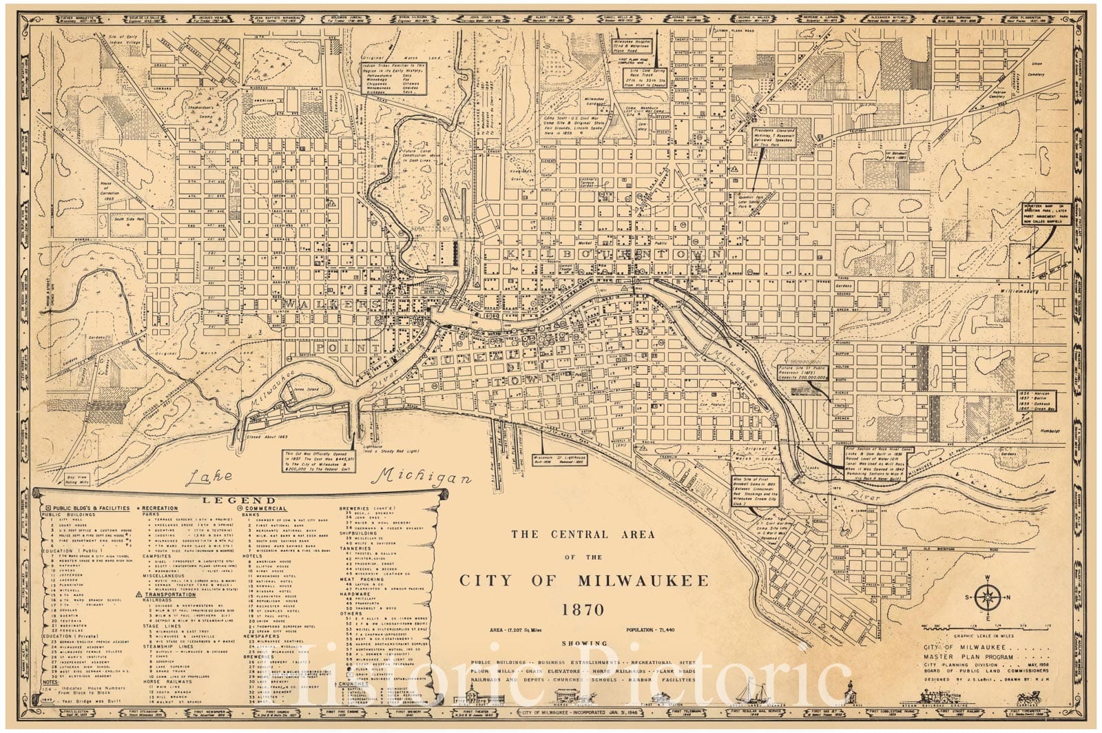 Map : Milwaukee, Wisconsin 1958, The Central area of the city of Milwa ...