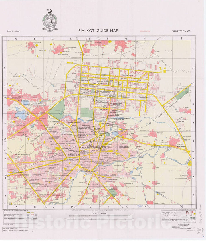 Map : Sialkot, Pakistan 1999, Sialkot guide map, Antique Vintage Repro ...