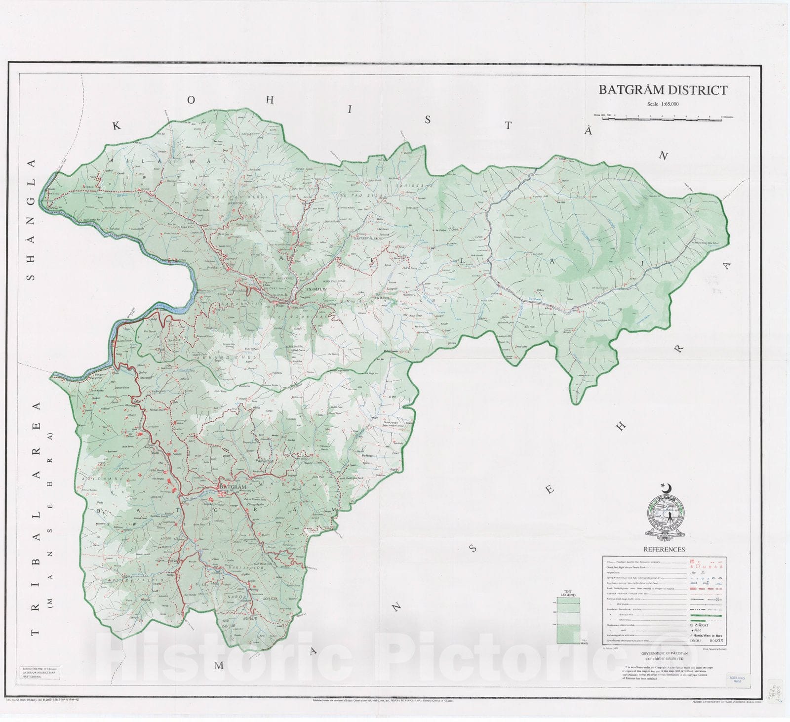 Map : Batagram District, Pakistan 2005, Batgram District , Antique Vin ...