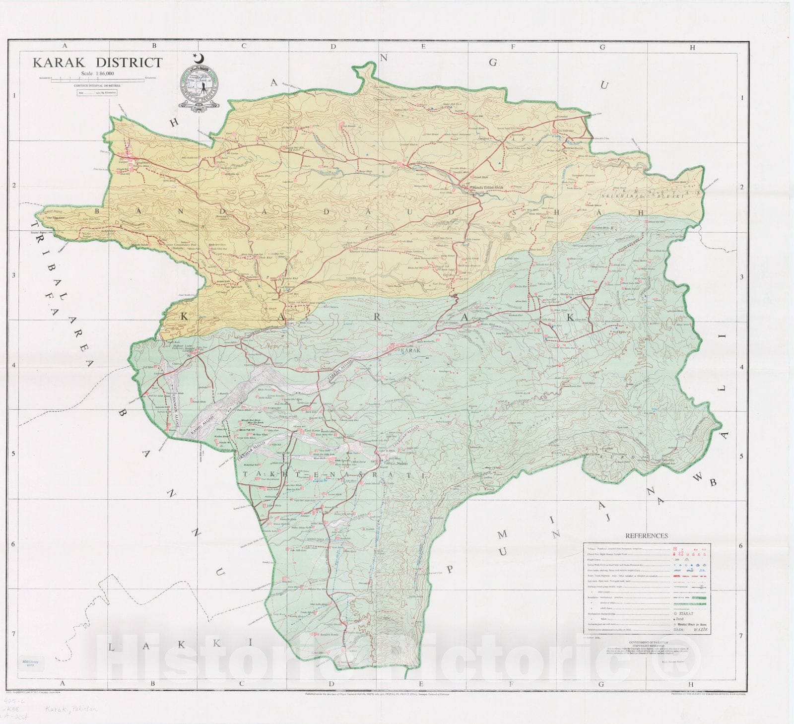 Map : Karak District, Pakistan 2004, Karak District , Antique Vintage ...