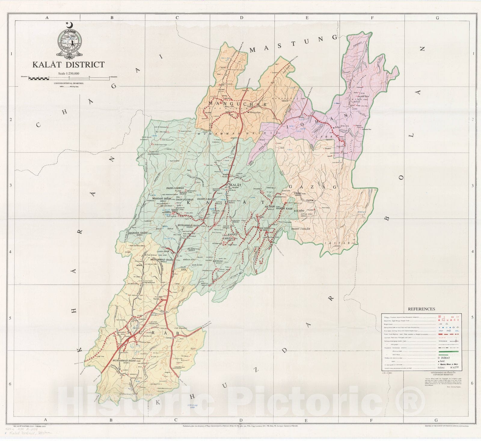 Map : Kala?t District, Pakistan 2004, Kalat District , Antique Vintage ...