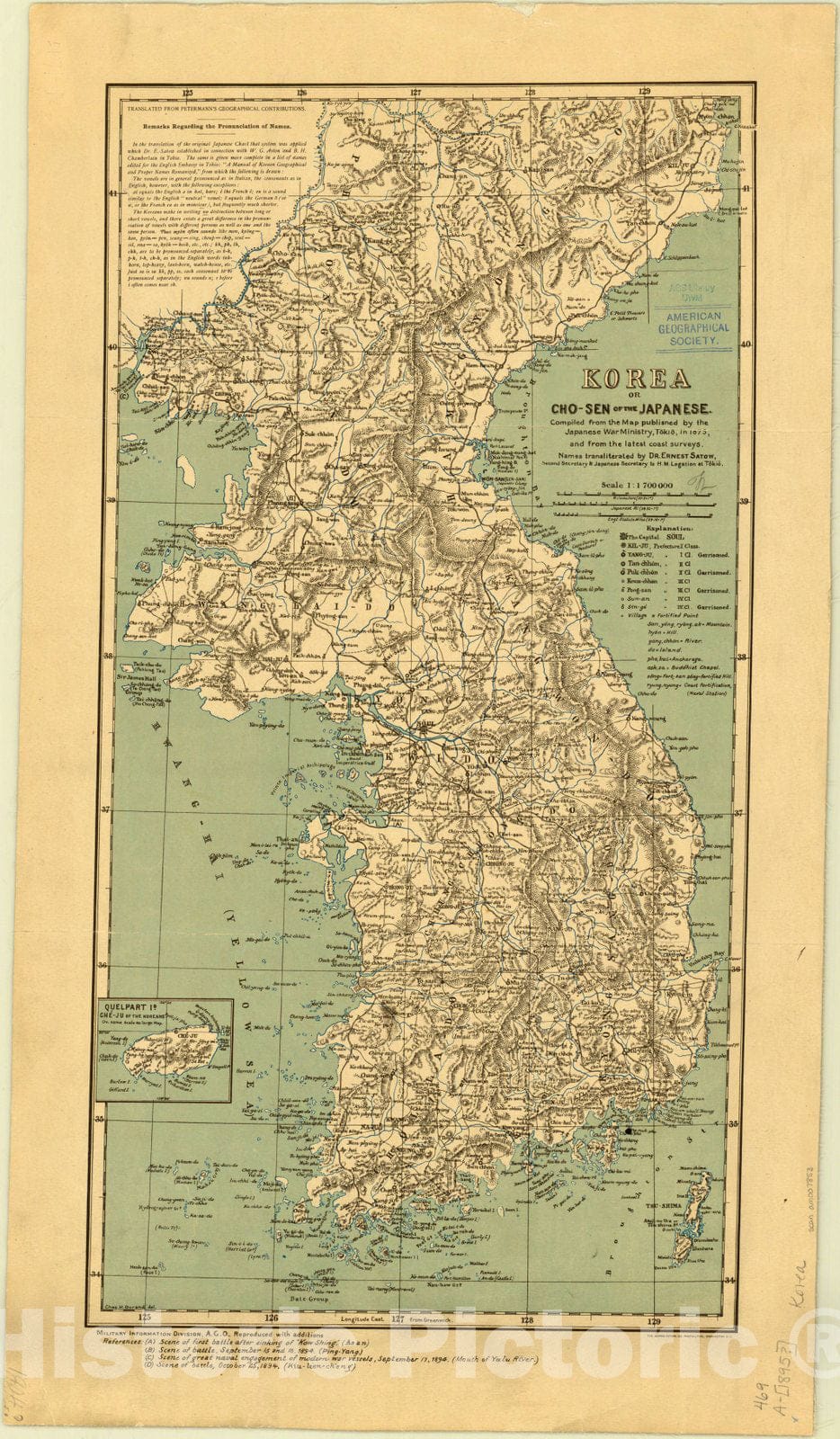 Map : Korea 1895, Korea or Cho-sen of the Japanese , Antique Vintage R ...