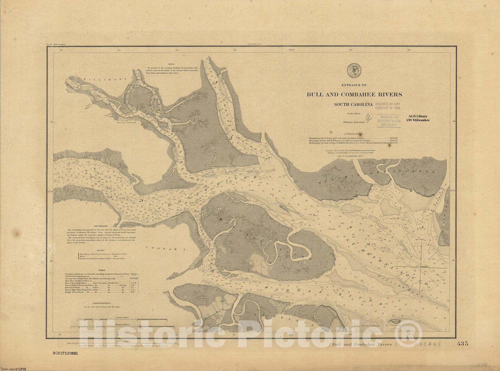 Map : South Carolina 1880, Entrance to Bull and Combahee Rivers, South ...