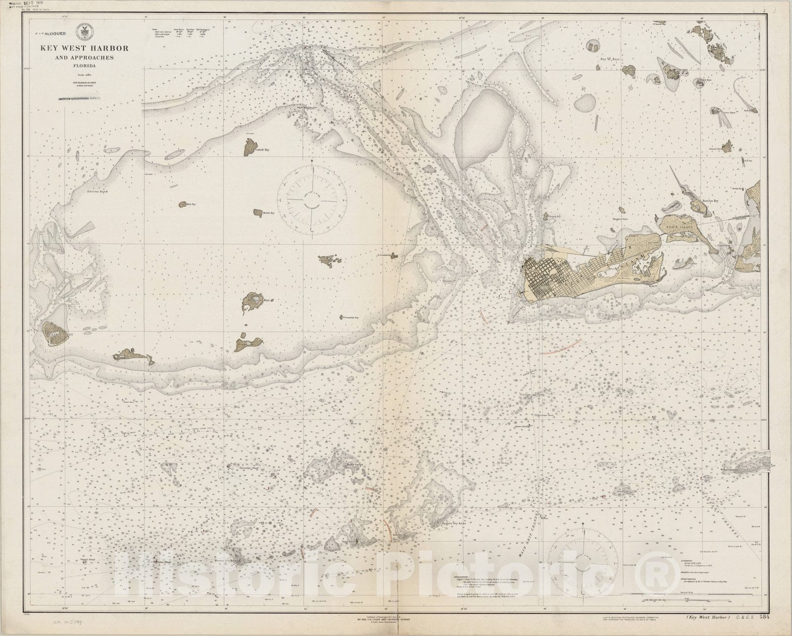 Map : Key West, Florida 1919, Key West harbor and its approaches, Flor ...