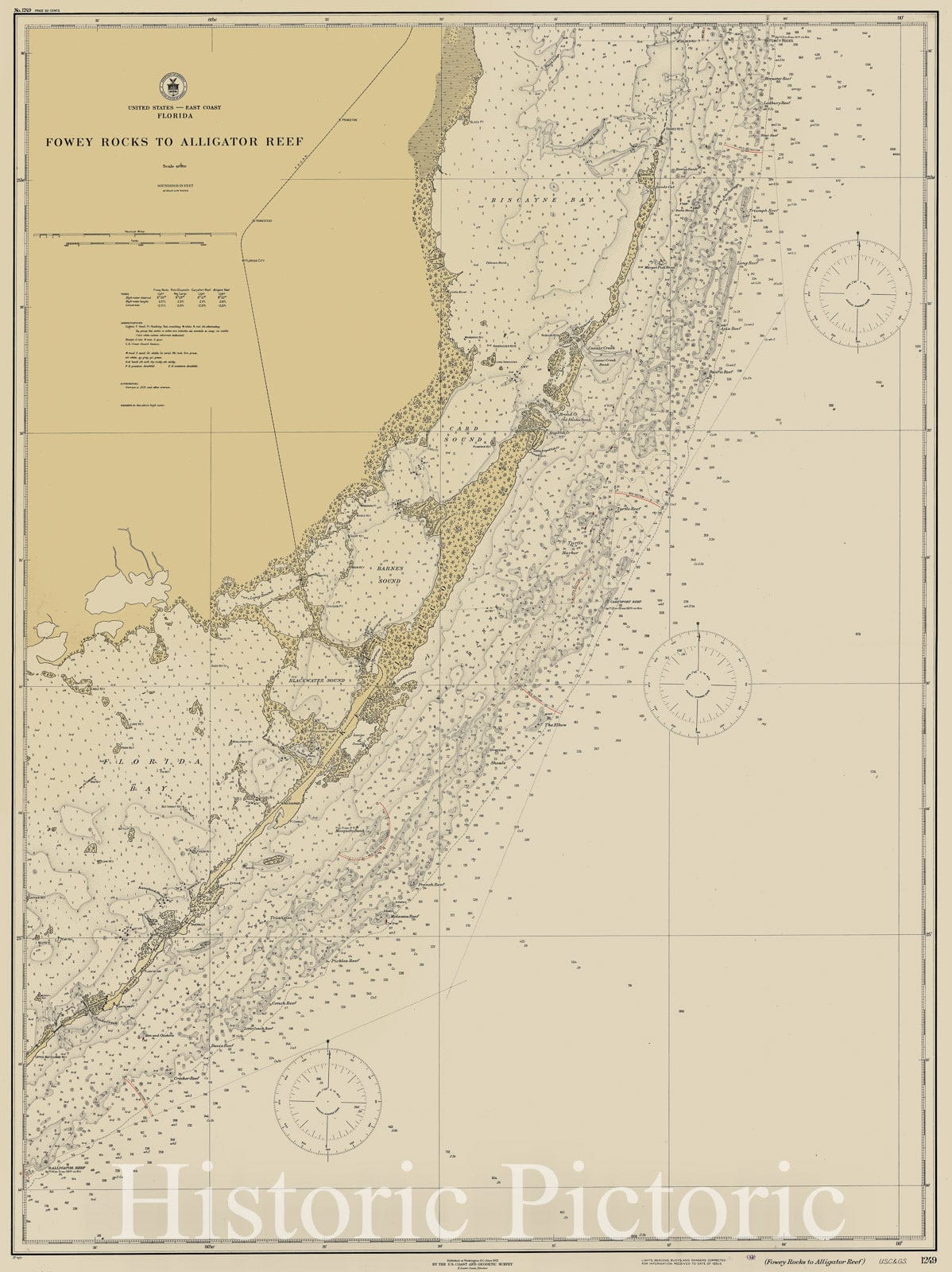 Map : Fowey Rocks to Alligator Reef, Florida 1921, United States - Eas ...
