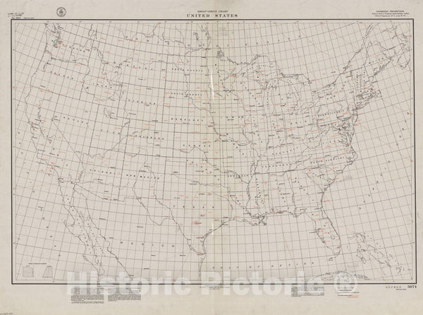 Map : United States 1941, Great-circle chart, United States , Antique ...