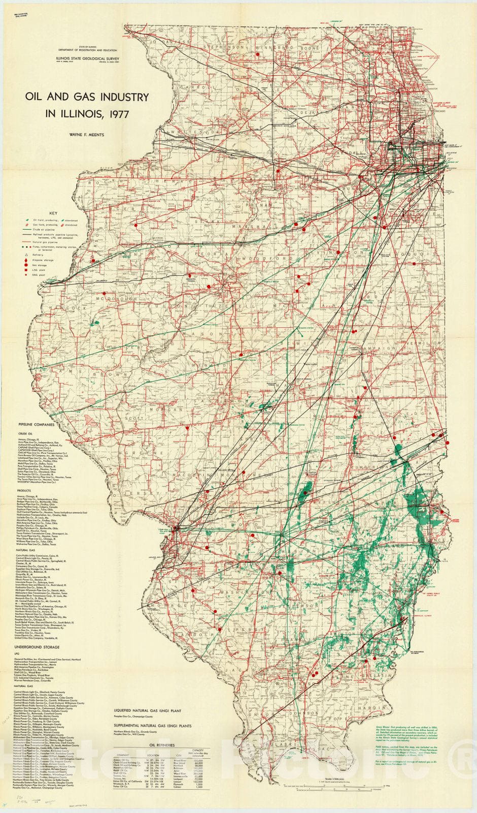 Map : Illinois 1977 2, Oil and gas industry in Illinois, 1977 , Antiqu ...