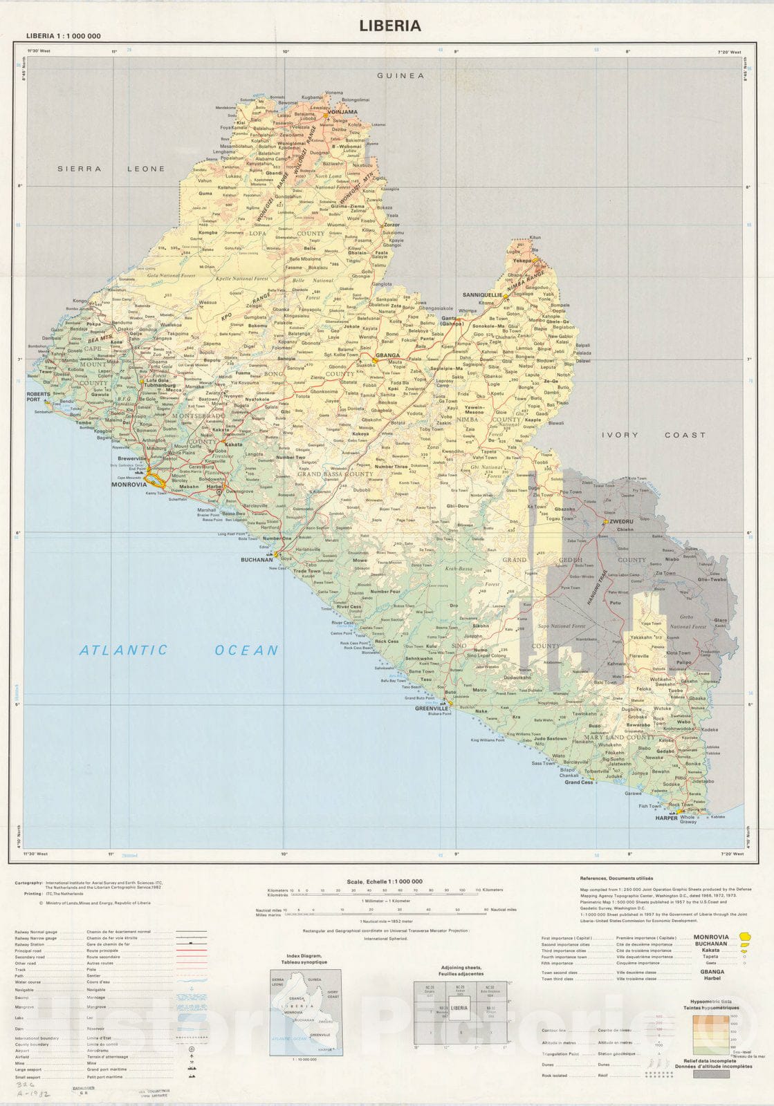 Map : Liberia 1982, Liberia , Antique Vintage Reproduction – Historic ...