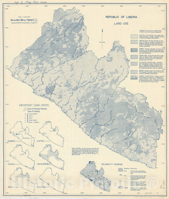 Map : Liberia 1960, Republic of Liberia, land use , Antique Vintage Re ...