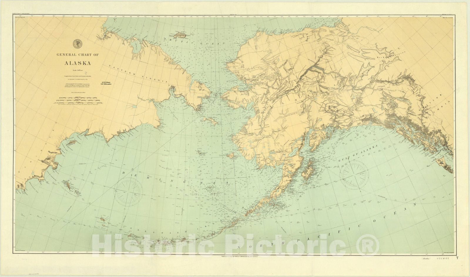 Map : Alaska 1897, General chart of Alaska, Antique Vintage Reproducti ...