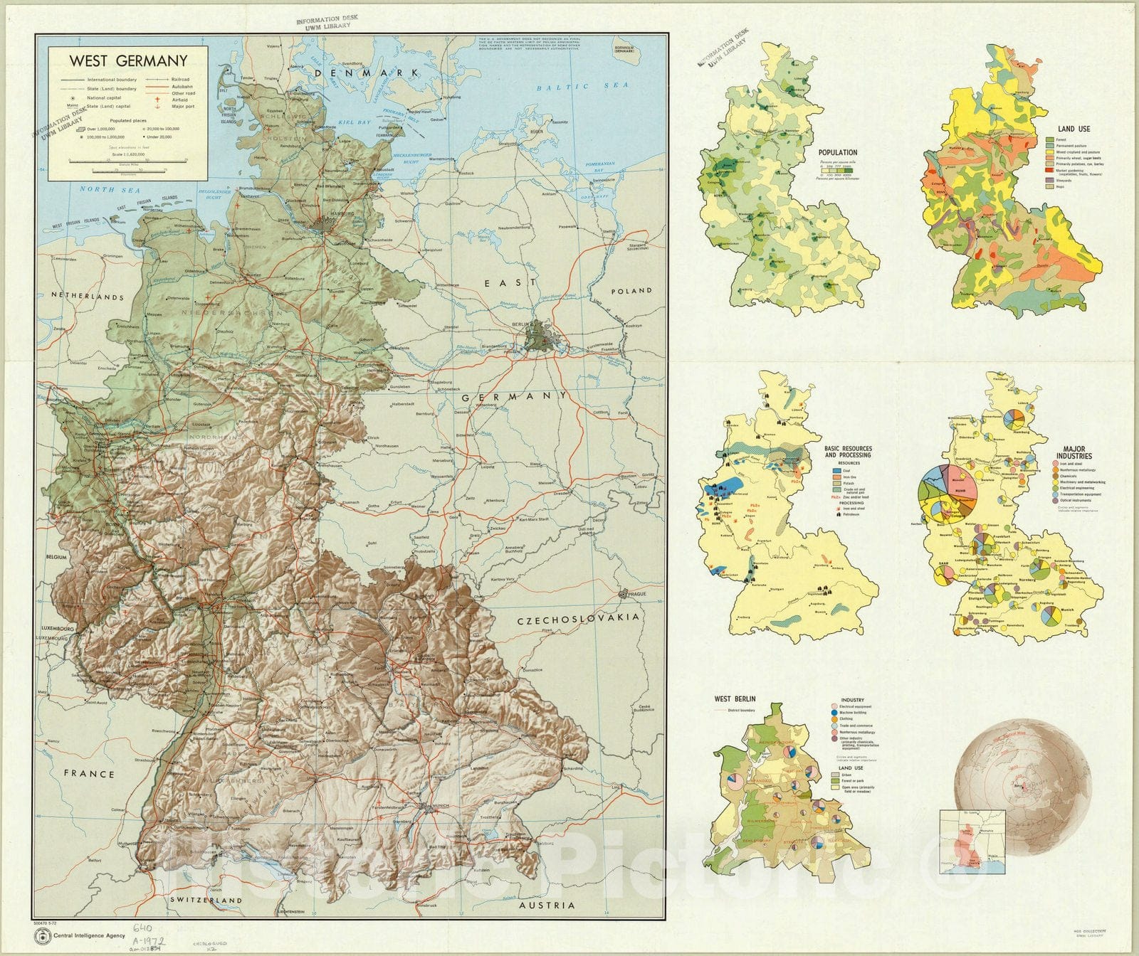 Map : West Germany 1972, West Germany, Antique Vintage Reproduction ...
